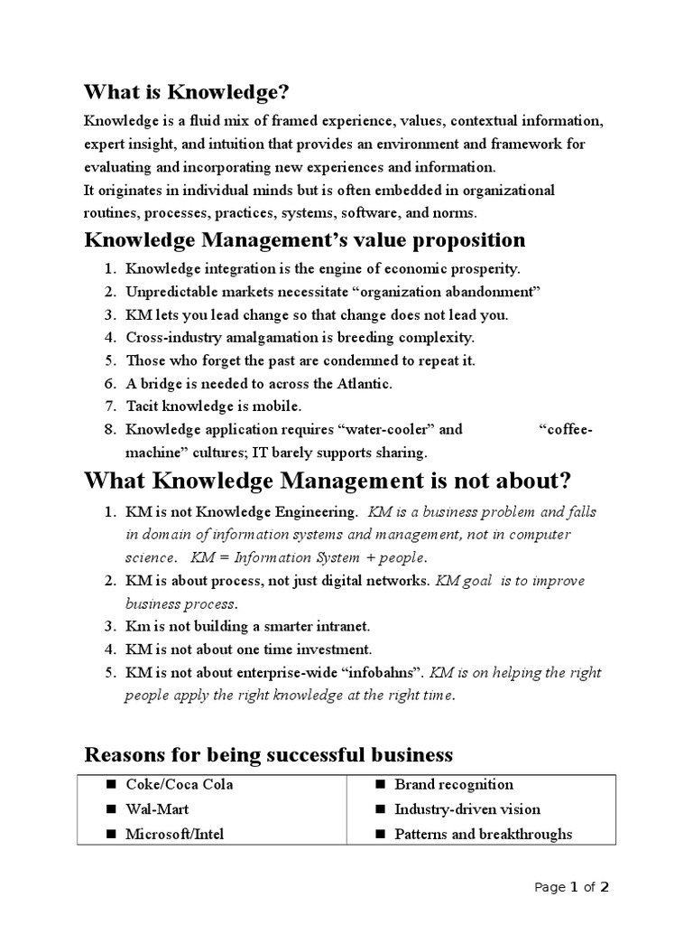 Understanding Knowledge Management Essentials | PDF