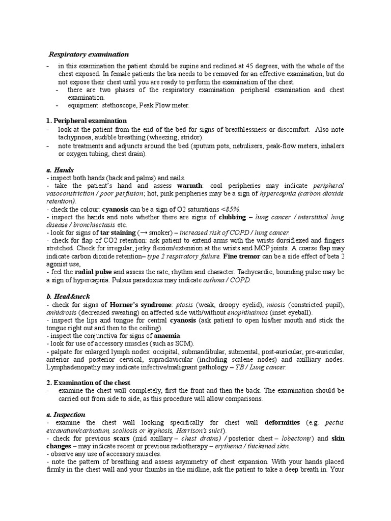A Comprehensive Guide to Performing a Respiratory Examination | PDF ...