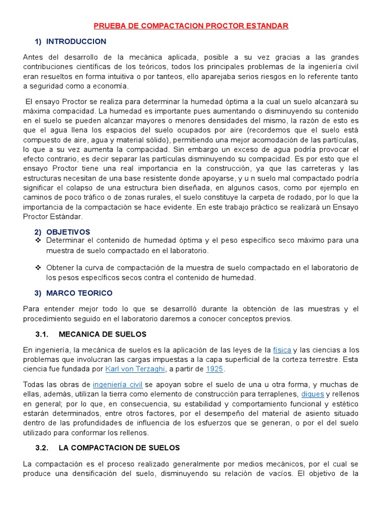 Prueba de Compactacion Proctor Estandar | PDF | Humedad | Densidad