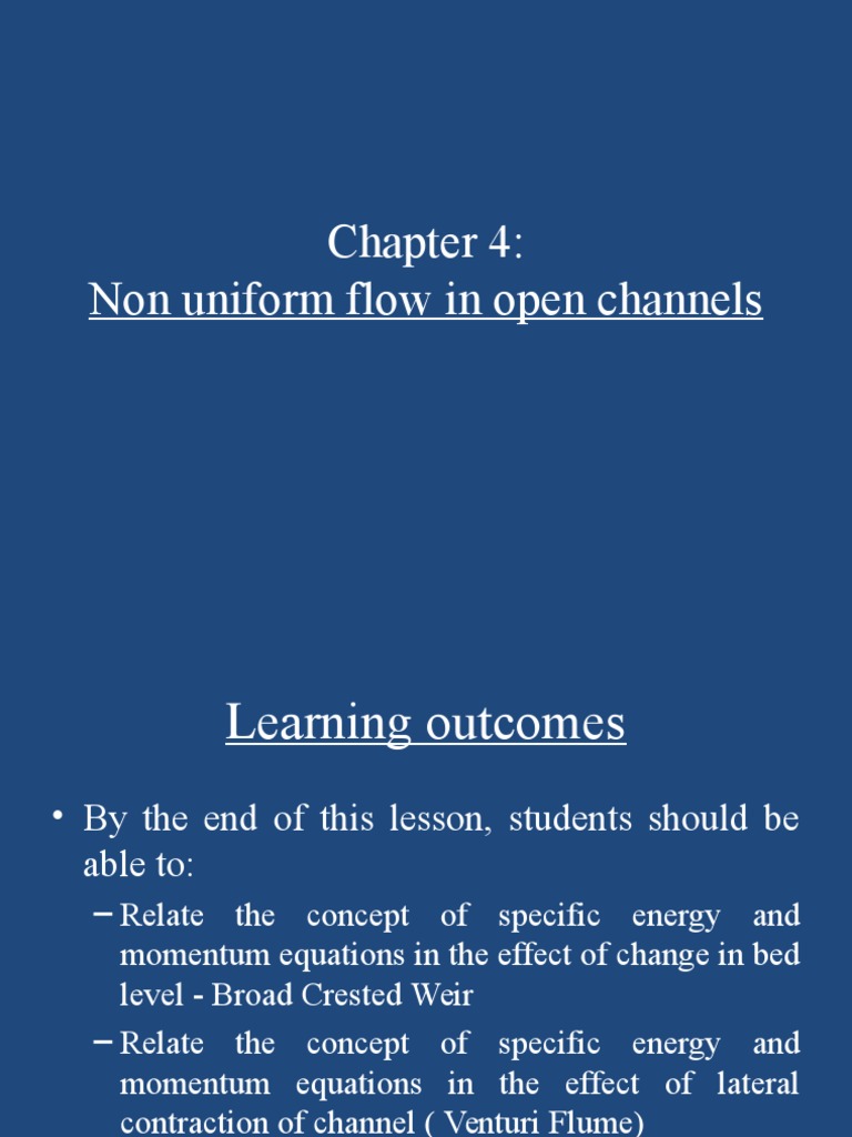 Chapter 4 Non Uniform Flow in Open Channels | PDF | Slope | Waves