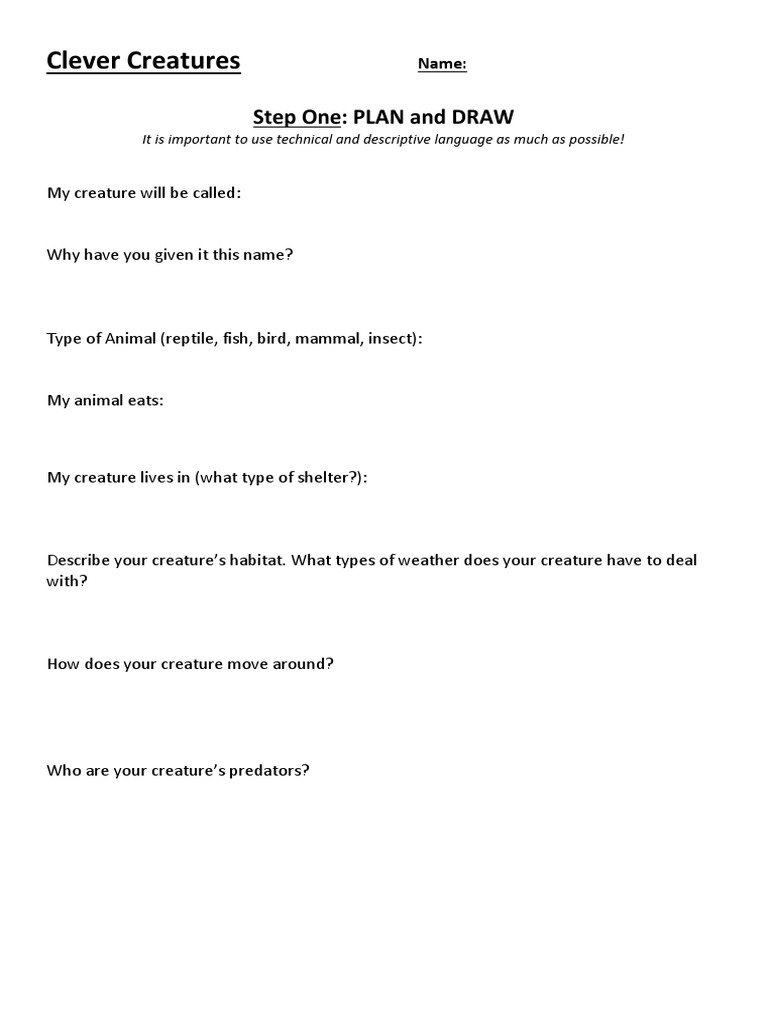 Clever Creatures Planning Document | PDF | Foreign Language Studies