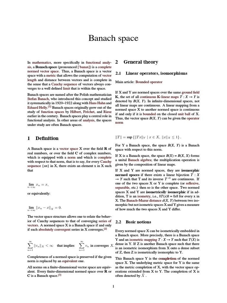 Banach Space | PDF | Banach Space | Hilbert Space Banach Space | PDF | Banach Space | Hilbert Space