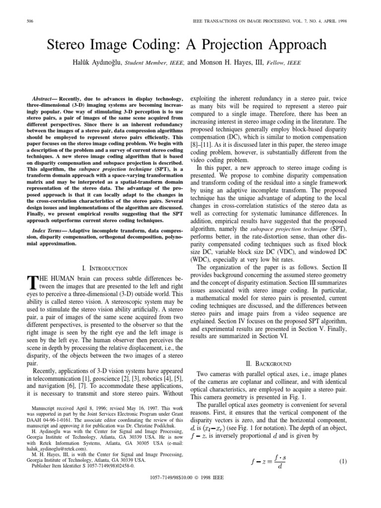 Transaccion de Imagen | PDF | Stereoscopy | Data Compression