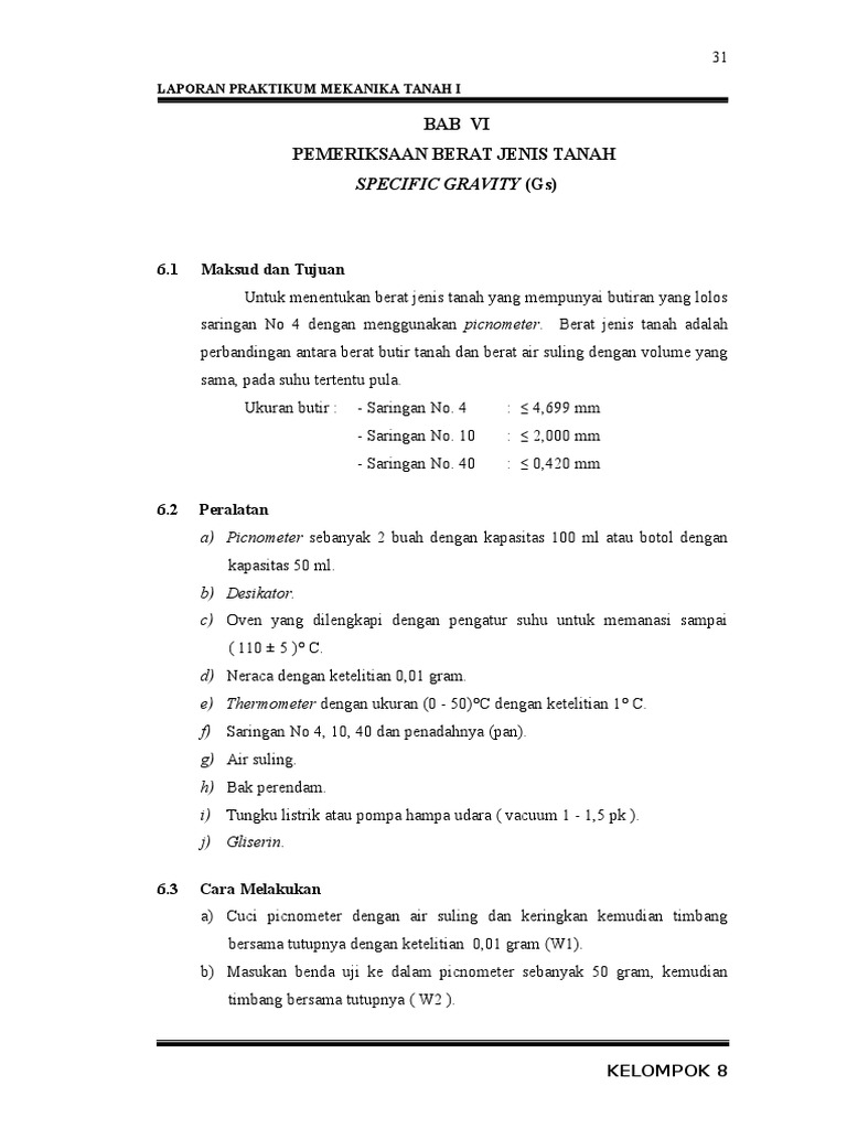 Bab 6 Pemeriksaan Berat Jenis Tanah | PDF | Sains & Matematika ...