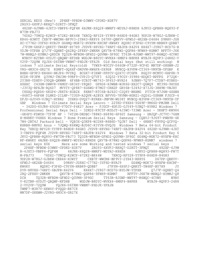 Windows 7 serial keys | PDF