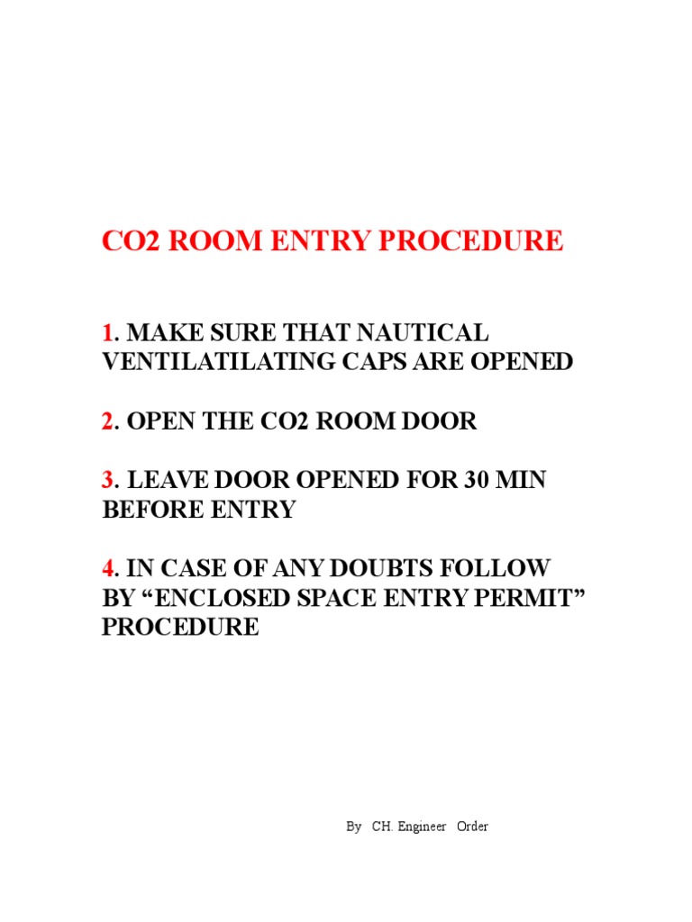 Co2 Room Entry Procedure: by CH. Engineer Order | PDF | Nature