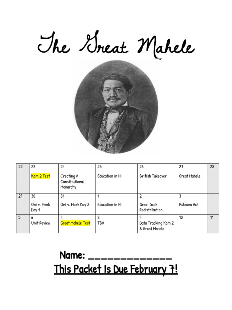 Great Mahele Packet | PDF | Kingdom Of Hawaii | Hawaii