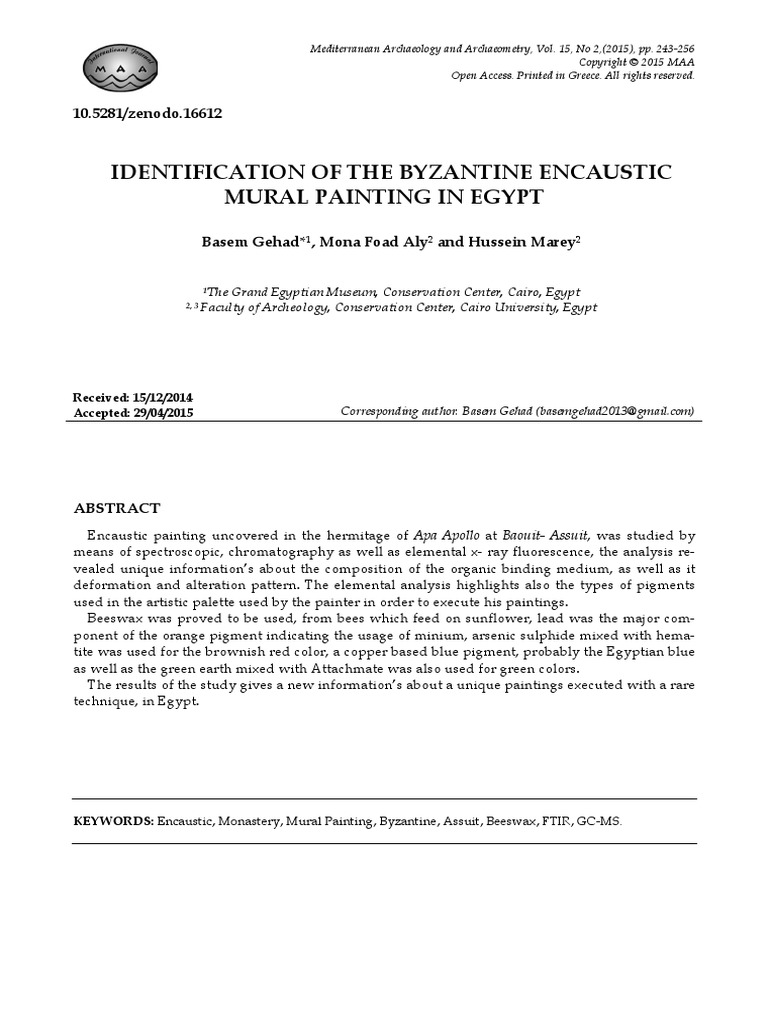 Identification of The Byzantine Encaustic Mural Painting in Egypt | PDF ...