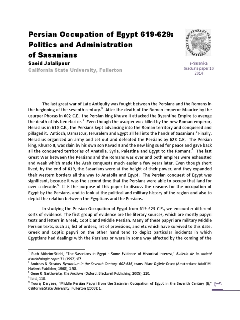 Persian Occupation of Egypt (619-629) | PDF | Byzantine Empire | Egypt