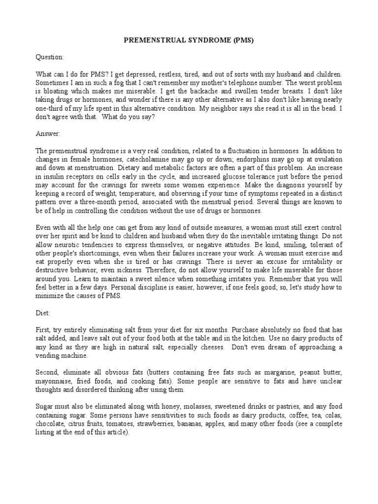 Premenstrual Syndrome (PMS) | PDF | Premenstrual Syndrome | Menstrual Cycle