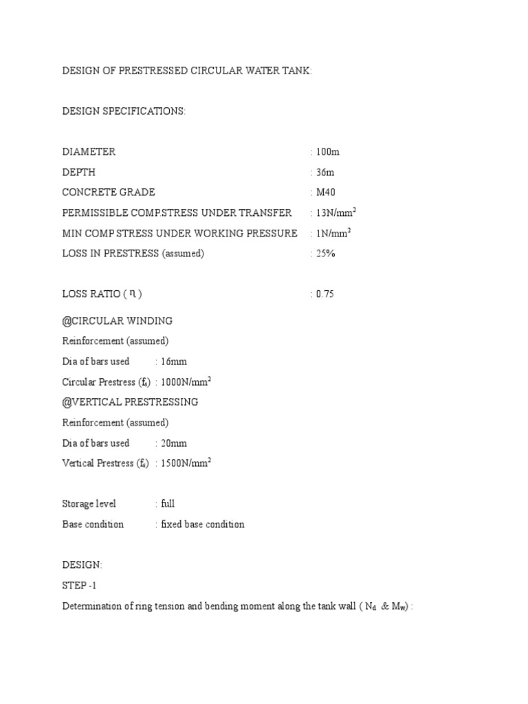 Prestressed Circular Water Tank Design | PDF | Prestressed Concrete ...
