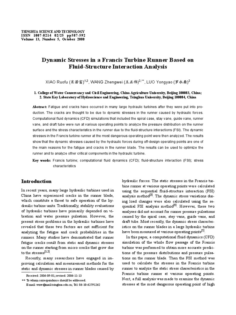 Francis Runner Analysis Using FEM PDF | PDF | Turbine | Turbulence