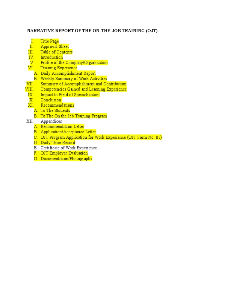 OJT Narrative Report Overview | PDF | Accounting