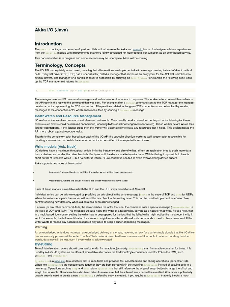 Akka IO (Java) | PDF | Transmission Control Protocol | String (Computer Science)
