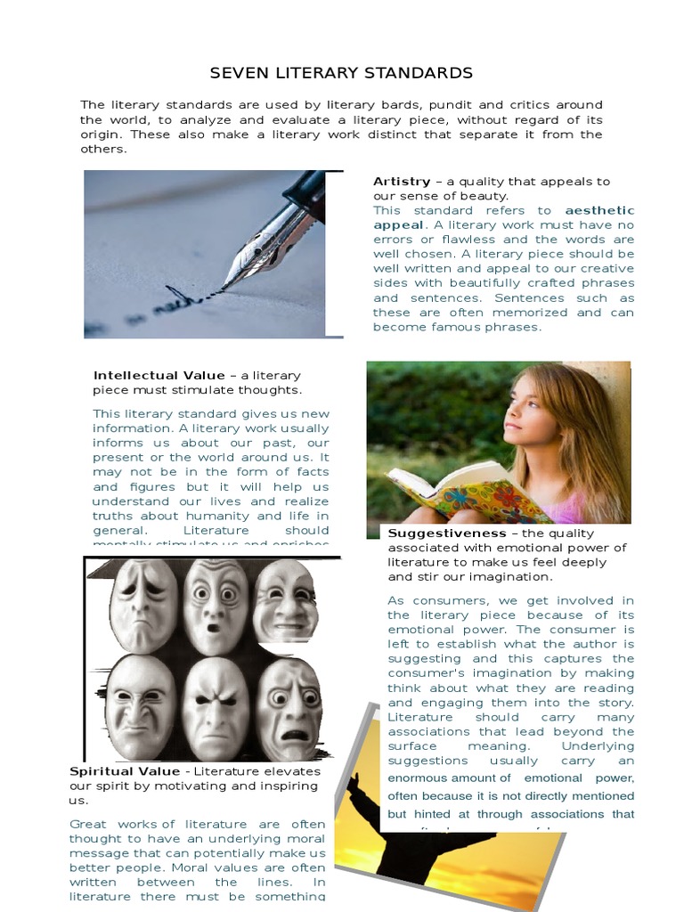 Seven Literary Standards Written Report | PDF | Aesthetics | Cognition