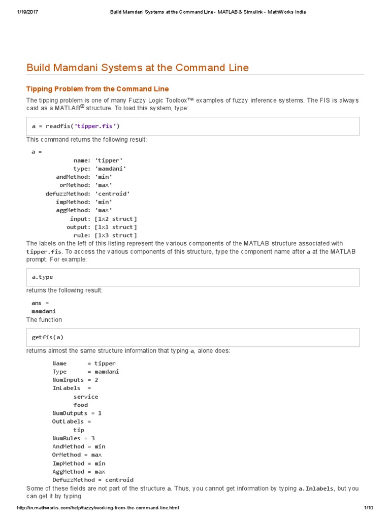 Build Mamdani Systems at The Command Line - MATLAB & Simulink - MathWorks India | PDF | Matlab ...