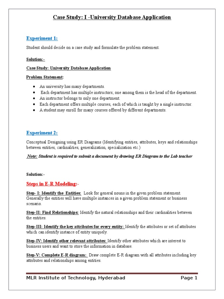Case Study 1 University Database Application Till Exp 3 | PDF ...
