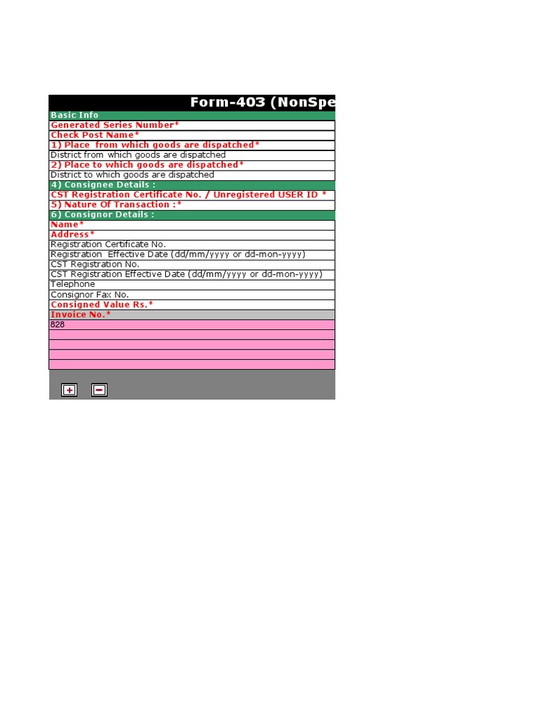 Form-403 (Nonspecified Goods) : Basic Info | PDF