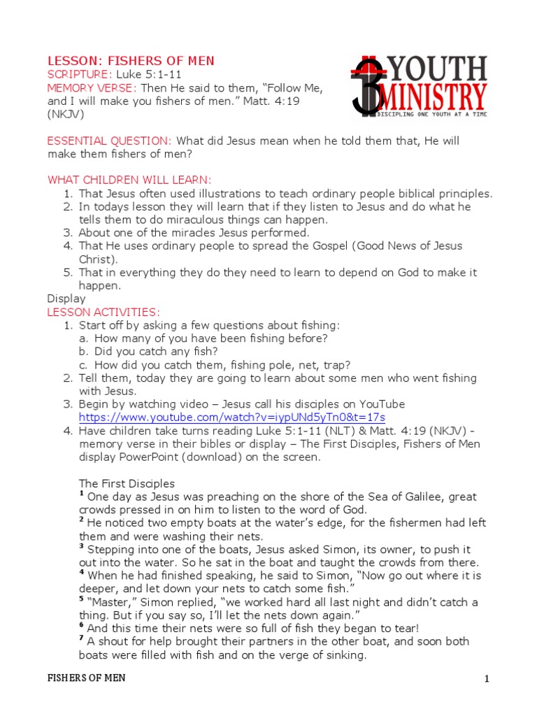 Fishers of Men Lesson | PDF | Disciple (Christianity) | Jesus