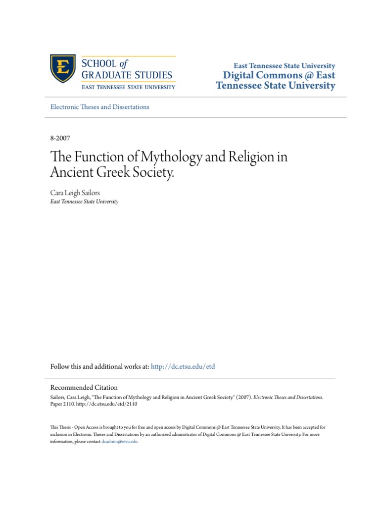 The Function of Mythology and Religion in Ancient Greek Society ...