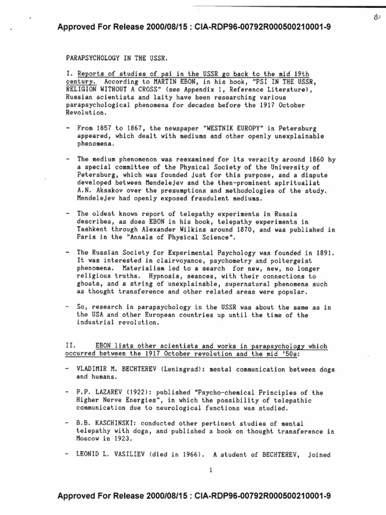 CIA Stargate Project Russian Analysis | PDF