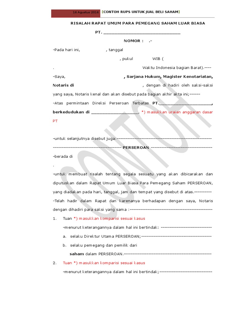 RUPS Untuk Jual Beli Saham | PDF | Pengelolaan Keuangan & Uang