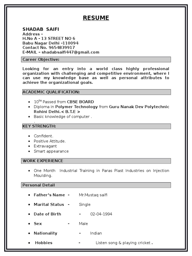 Resume: Shadab Saifi | PDF