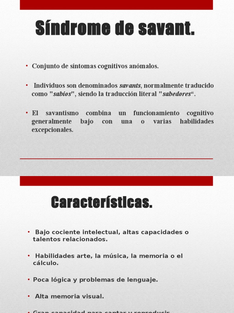 Sindrome de Savant Exposicion CORREGIDO | PDF | Cognición | Conceptos psicologicos