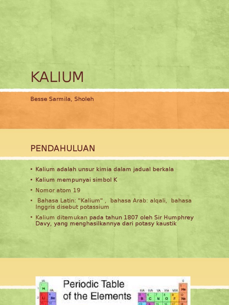 Unsur Kimia Kalium dan Fungsinya | PDF | Memasak, Makanan, & Anggur | Seni