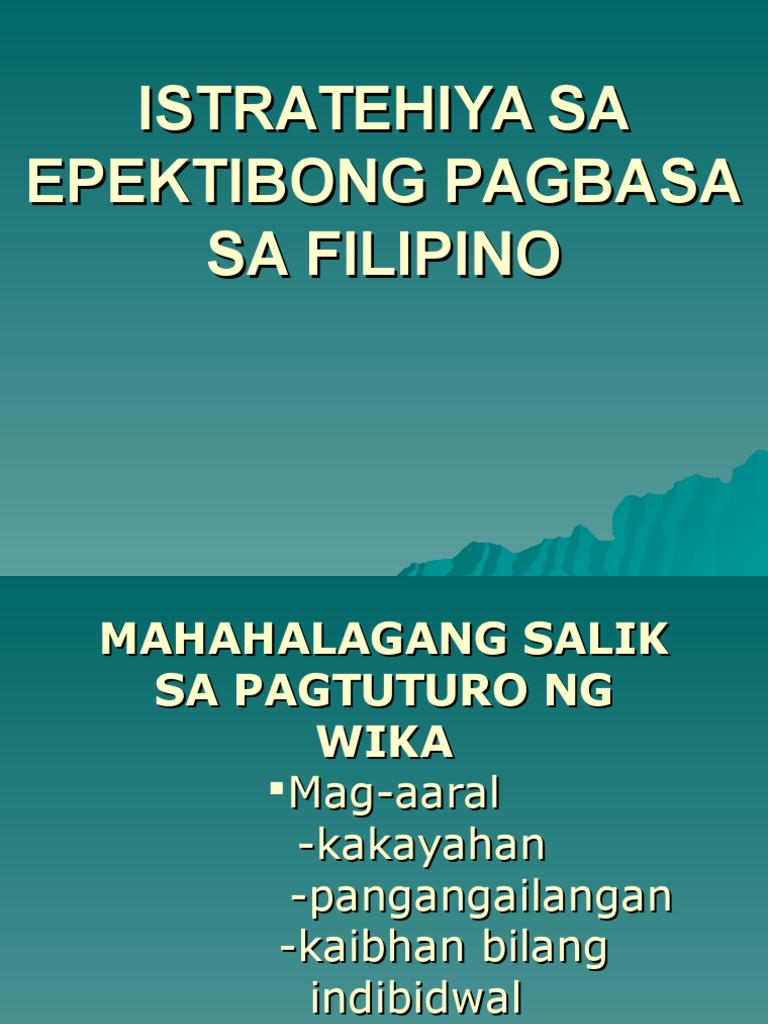 Strategies in Effective Reading in Filipino | PDF