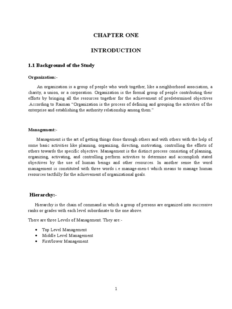 Chapter One: 1.1 Background of The Study | PDF | Business