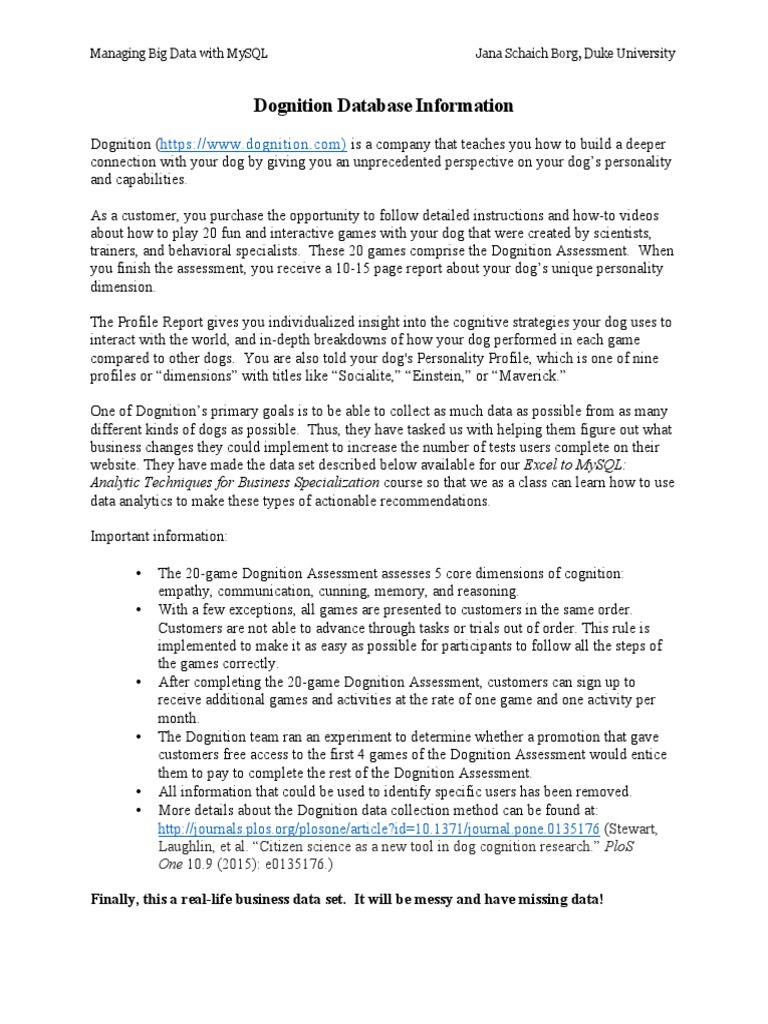 Dognition Database Information | PDF | Dog Breeds | Subscription ...