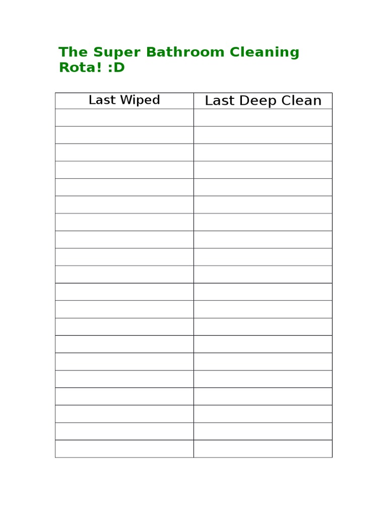 The Super Bathroom Cleaning Rota | PDF