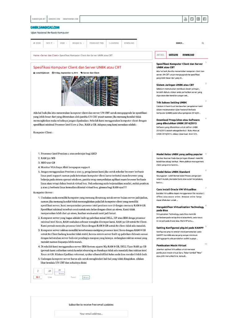 Spesifikasi Komputer Client Dan Server UNBK Atau CBT - Unbk - Sangkiai ...