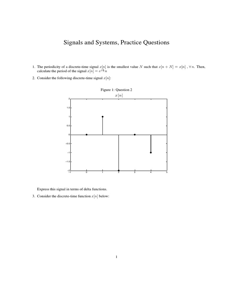 Signals and Systems, Practice Questions | PDF