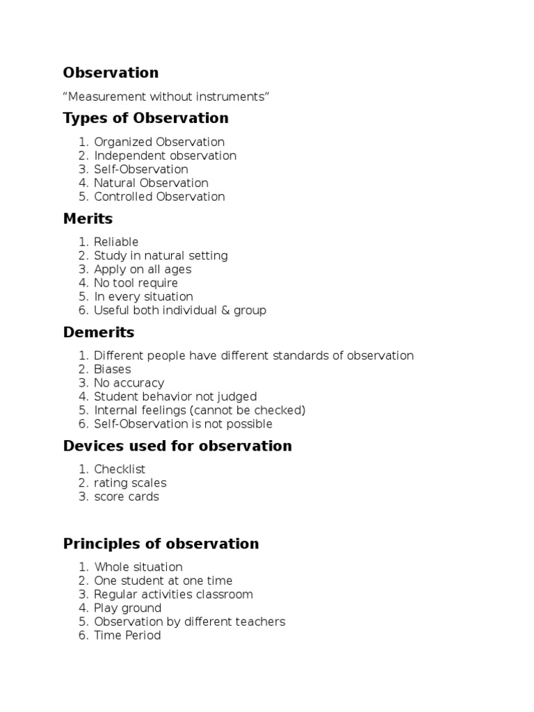Observation Types of Observation | PDF