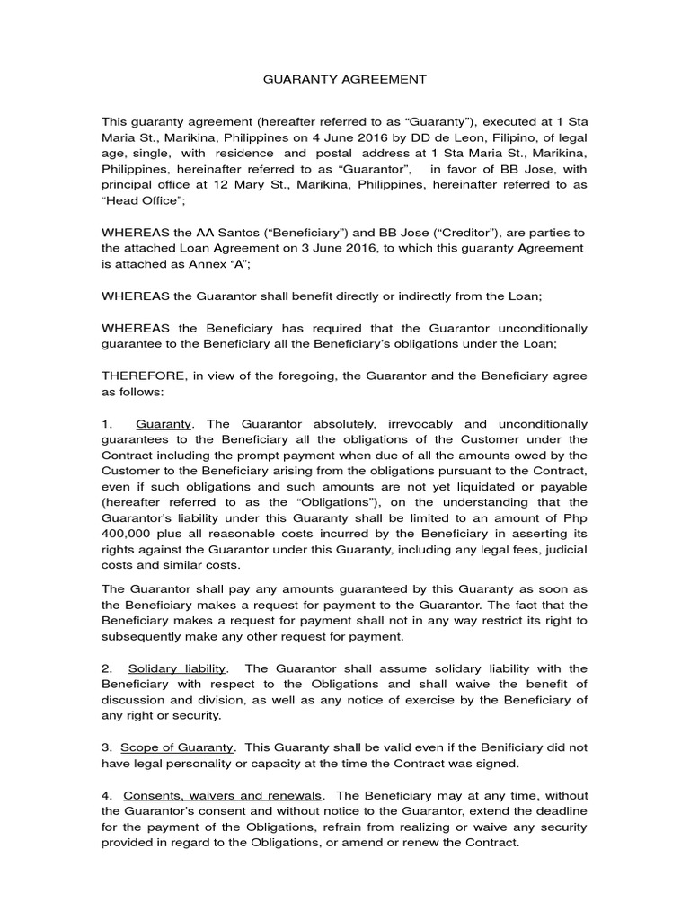 Guaranty | PDF | Guarantee | Law Of Obligations