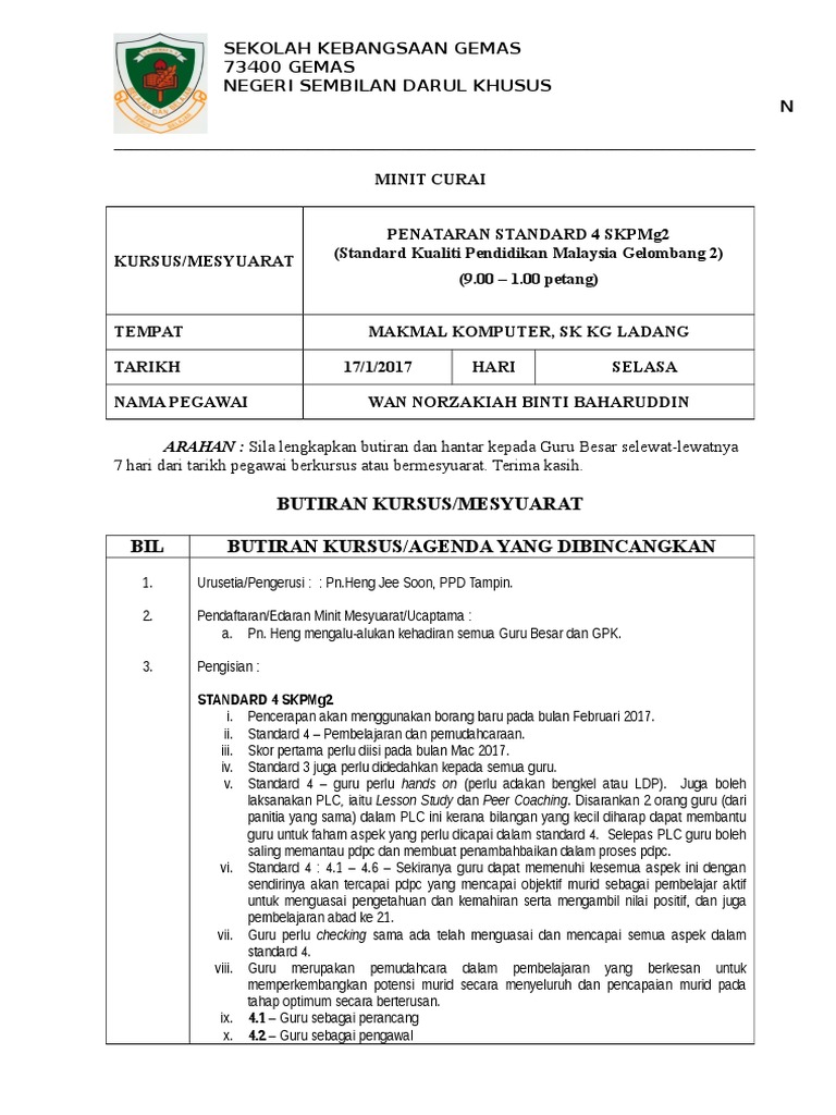 Minit Curai Penataran Standard 4 Skpmg2 | PDF