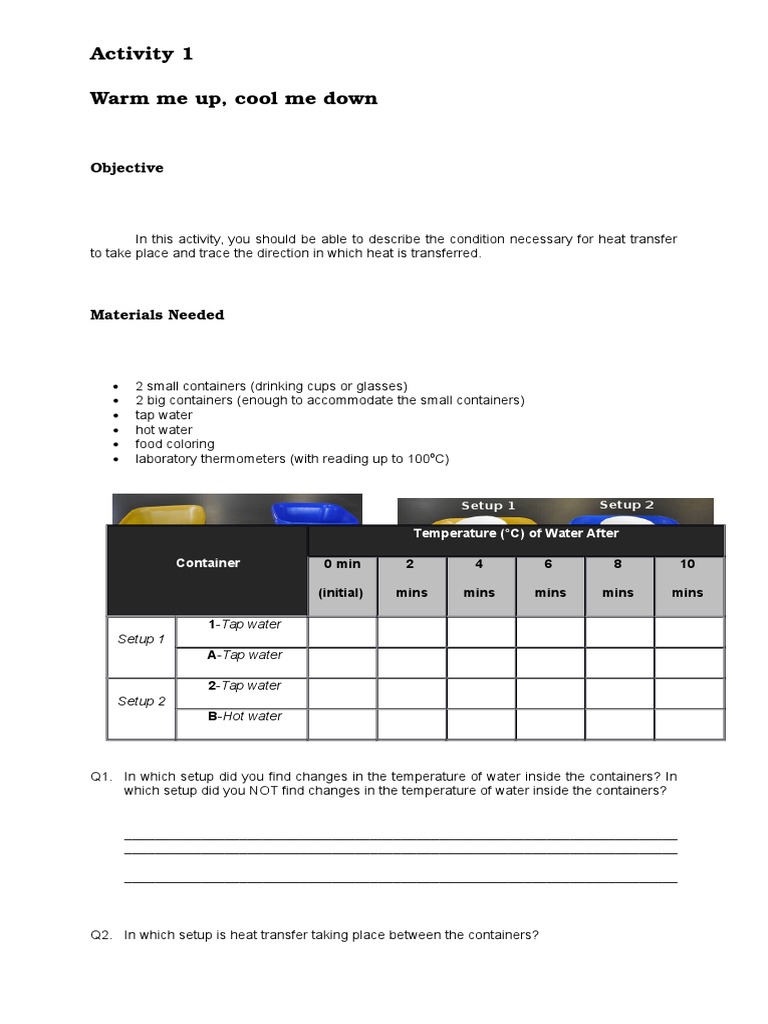 Heat Transfer Activity Explained | PDF | Heat | Temperature