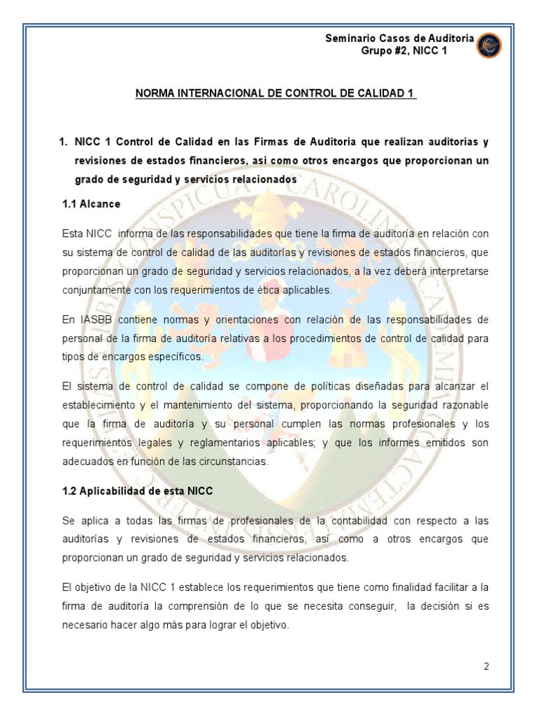 Nicc 1 | PDF | Calidad (comercial) | Recursos humanos