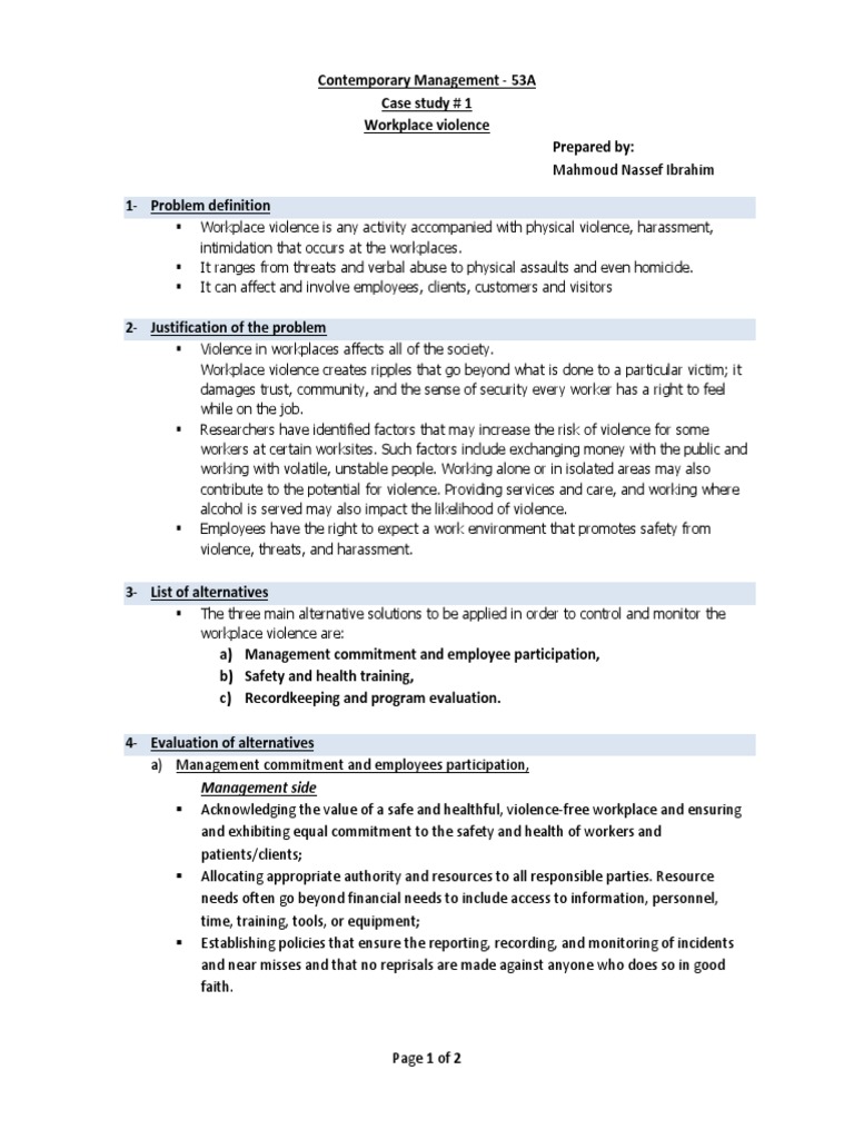 Workplace Violence Prevention Strategies | PDF | Violence | Employment