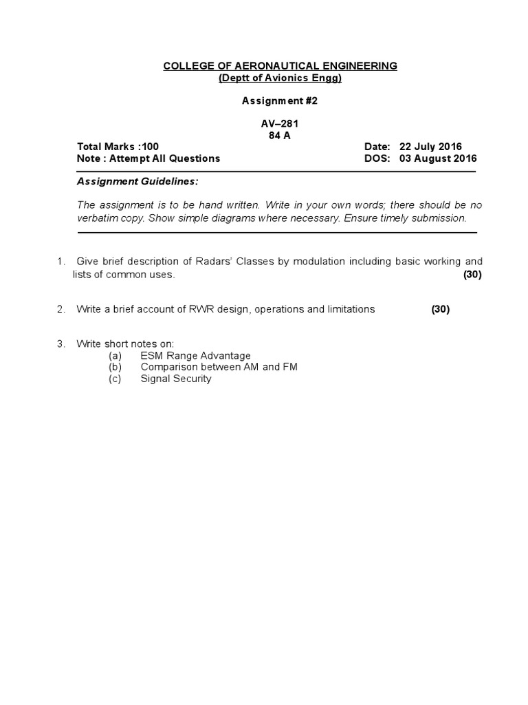 Electronic Warfare Assignment Guidelines | PDF