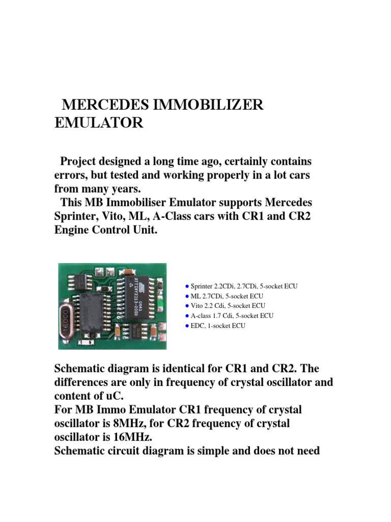 Mercedes Immobilizer Emulator | PDF