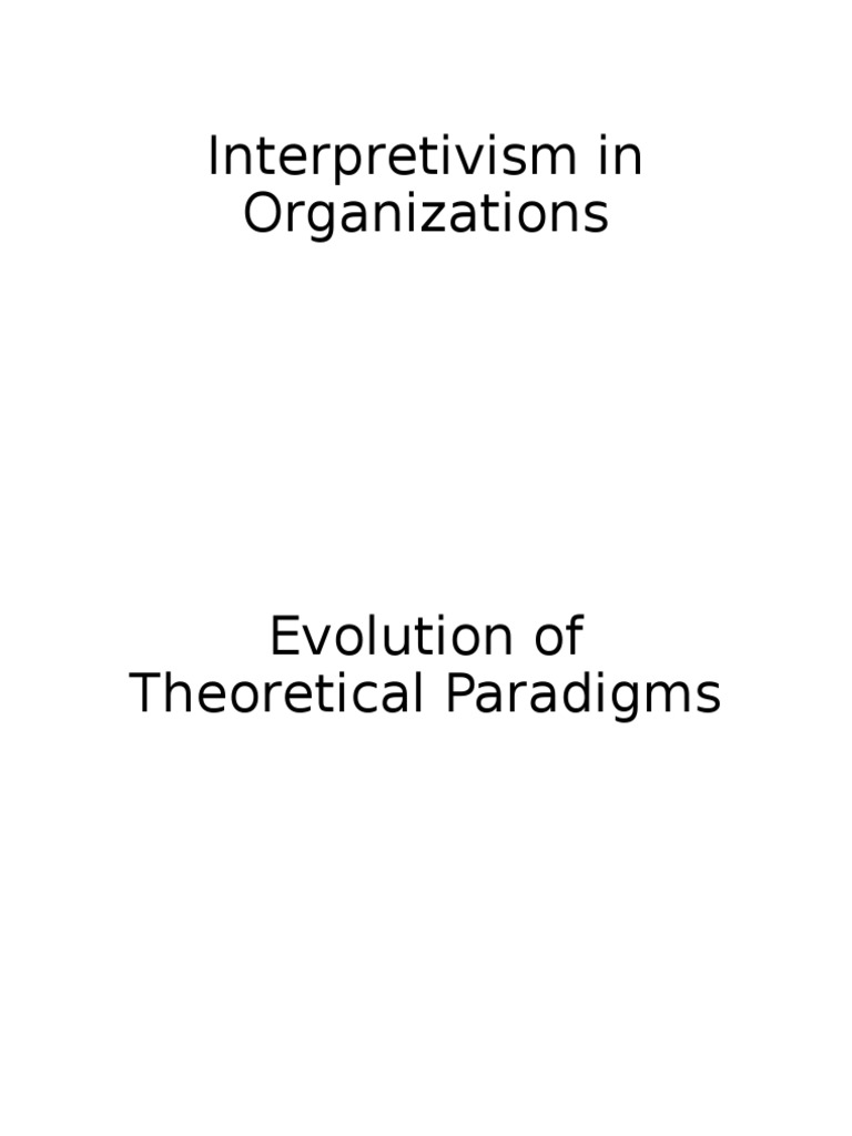 Interpretivism in Organizations | PDF