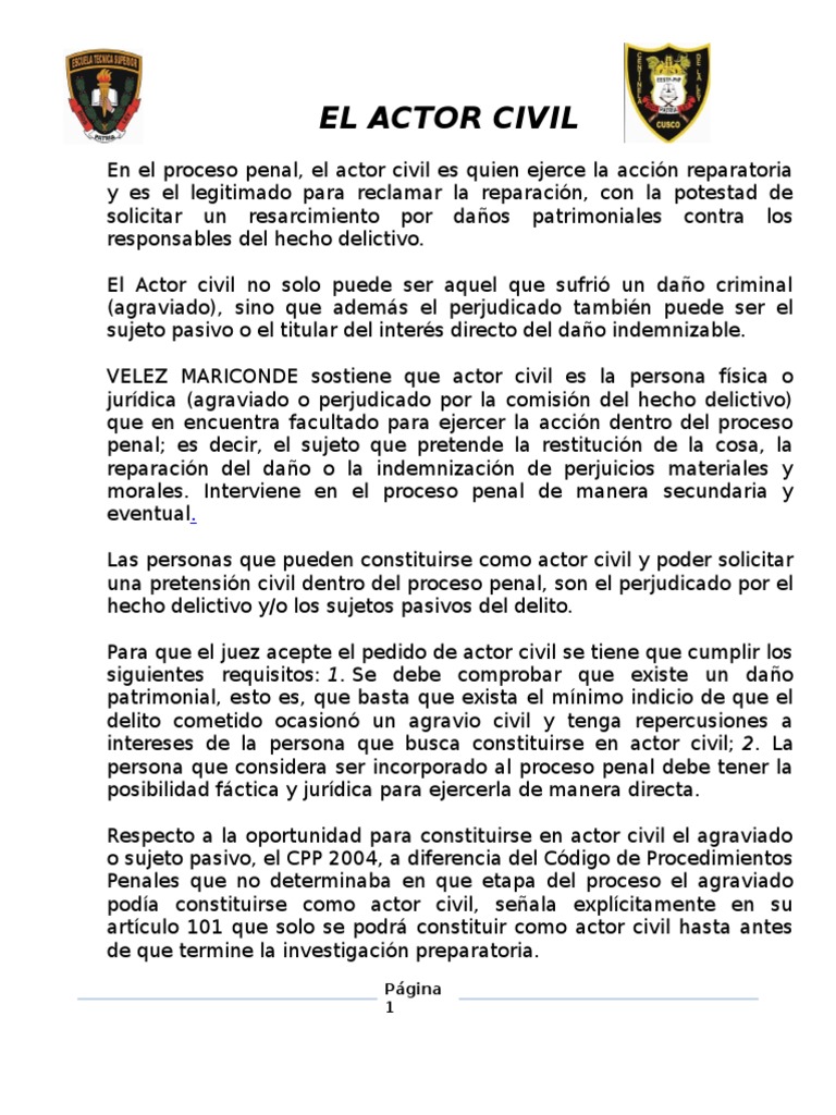 El Actor Civil | PDF | Derecho penal | Ley procesal