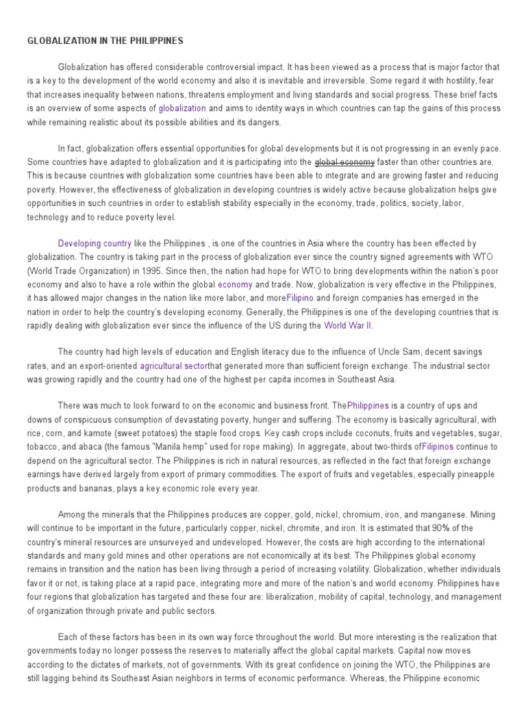 Globalization: Globalization in The Philippines | PDF | Globalization | Philippines