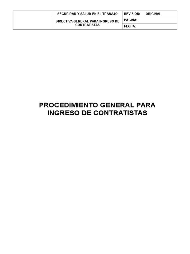 003 - Procedimiento para Ingreso de Contratistas | PDF | La seguridad | Recursos humanos