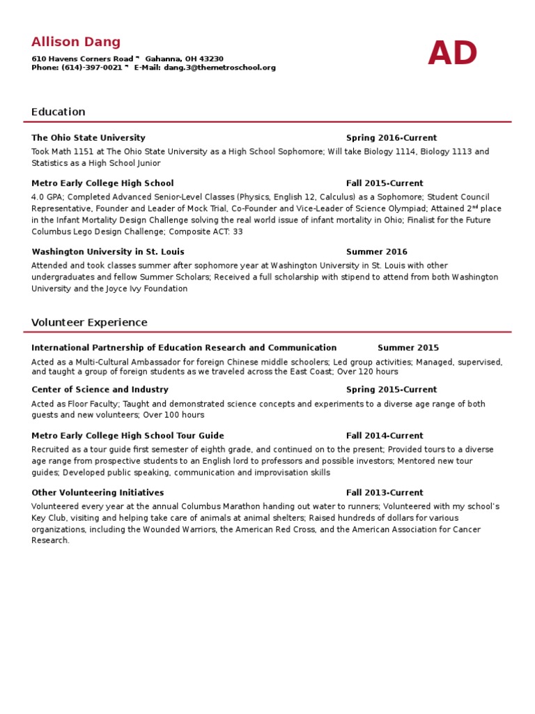 Resume V 4 - No Objective | PDF | Ohio State University | Secondary School