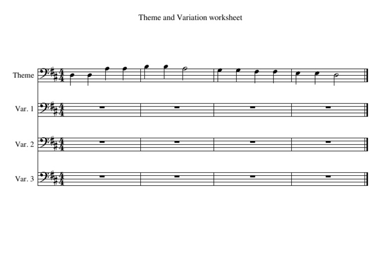 Theme and Variation Worksheet | PDF