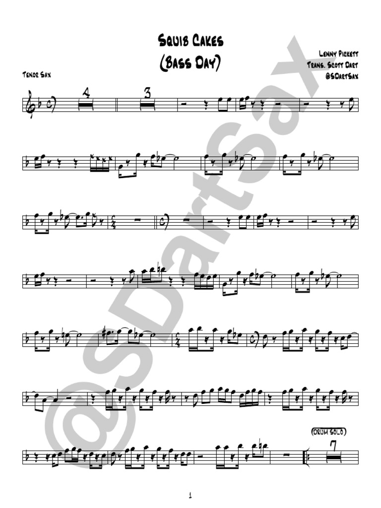 Lenny Pickett - Squib Cakes (Bass Day) | PDF